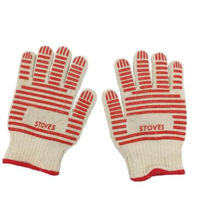 China Cotton Outer Cotton Inner Silicone Grip Heat Resistant Oven Gloves With Fingers Heat Resistant Silicone Cooking Gloves for sale
