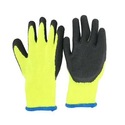 China 10Gauge Polyester Brushed Napping Shell Crinkle Latex Coated Gloves Winter Work Gloves Cold Weather Work Gloves for sale