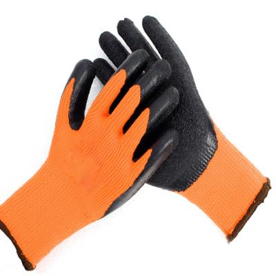 China 10Gauge Polyester Brushed Napping Shell Latex Crinkle Palm Coated Winter Work Gloves Cold Weather Work Gloves for sale