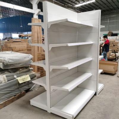 China Medium Duty Double-Sided Supermarket Rack with 1-7 Layers Metal and Wood Material for sale