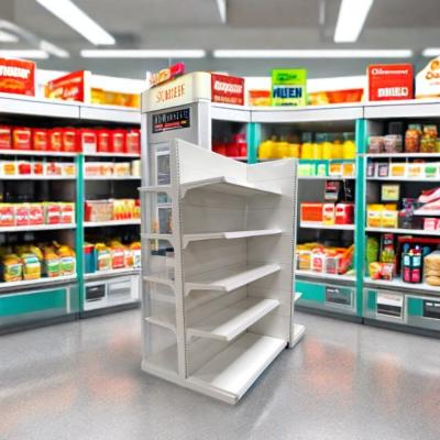 China Medium Duty Double-Sided Supermarket Rack with 1-7 Layers Metal and Wood Material for sale