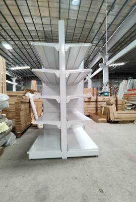 China Medium Duty Double-Sided Supermarket Rack with 1-7 Layers Metal and Wood Material for sale