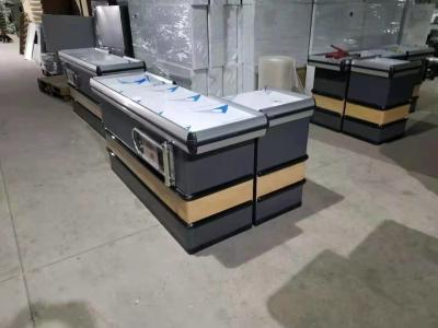 Cina Colore di legno del grano della Tabella del contatore di contanti del supermercato di acciaio inossidabile in vendita