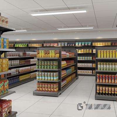 China Double Sided Convenience Store Display Shelves Supermarket Shelving for sale