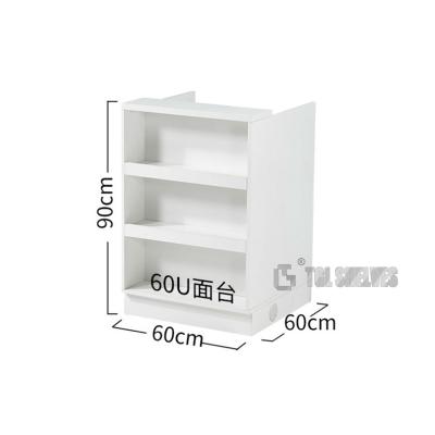 China Powder Coating L Shaped Checkout Counter , Retail Display Counters 90×30×135cm size for sale