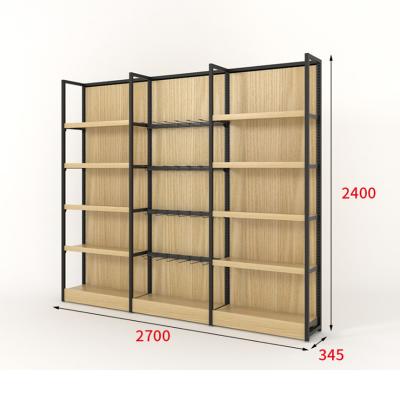 China Wall-Mounted Gondola Shelf Rack Wooden Display Rack With Floor Cabinet for sale