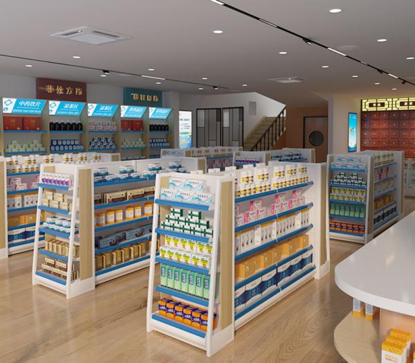 Single Sided Medicine Rack For Pharmacy Cold rolled steel Material Light duty