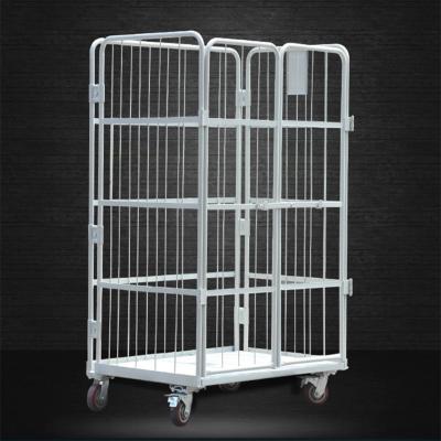 China Warehouse Collapsible Cart Trolley Load Bearing 500kg Zinc Plated Roll Cage Car Tool for sale
