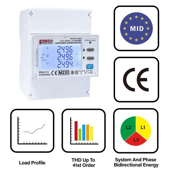 Quality Advanced 3*120/208V...3*240/415V energy analyzer meter with Modbus RTU for sale
