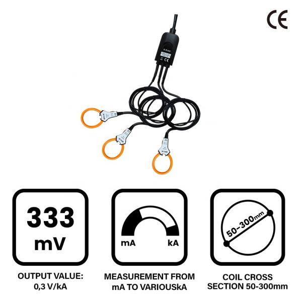 6mm Coil Section AC Flexible Rogowski Current Transformer for Measuring up to 100kA