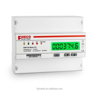 China Digital Only Display Type 3-Phase Smart Energy KWh Meter 1.5 6 A 3*230/400V EM735-Mod for sale