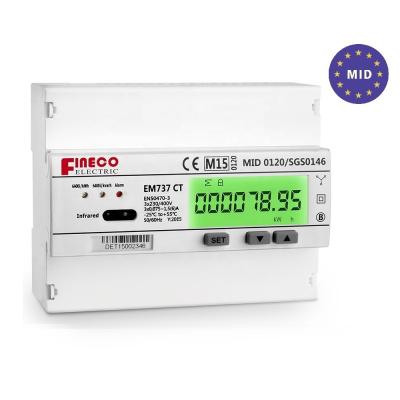 China EM737 CT 3*230/400V 1.5 6 A Electricity Submeter for Measuring Energy Range 0-999999 for sale