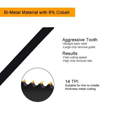 China 5 Pack 9 Inch 14TPI Sawzall Blades Cast-Iron Bi-Metal Sabre Saw Blades Heavy Metal Cutting Reciprocating Saw Blades for sale