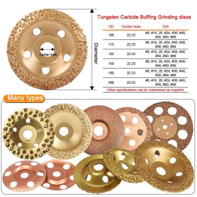 China Gold Buffing Tungsten Carbide Grinding Disc For Roughing Rubber And Fabric for sale