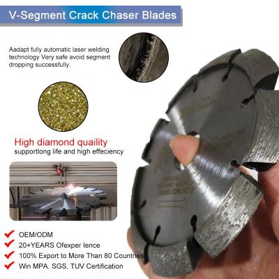China Fast Cutting Crack Chasing Diamond Blades For Hard Granite , V Groove Saw Blade for sale