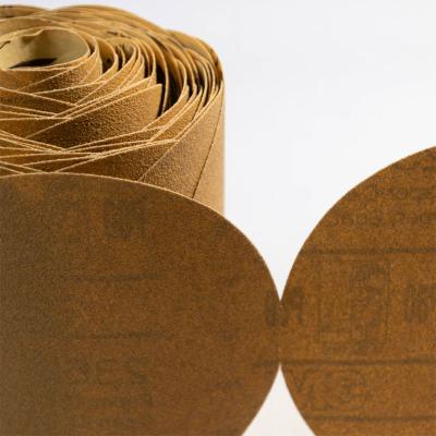 Cina Cuscinetto a 6,4 pollici del disco della carta vetrata di PSA dell'ossido di alluminio dell'oro per legno automobilistico in vendita