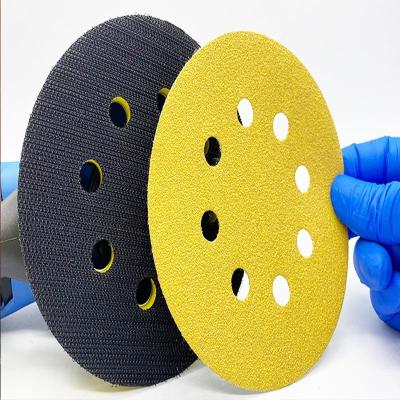 China 8 Hole 5 Inch Yellow Hook And Loop Orbital Sander Diamond Pads For Car Paint Wood for sale