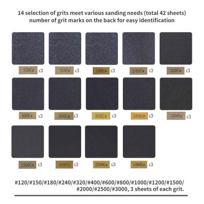 Cina 51 pacchetto P120 a 9*3.6 pollici - carta vetrata del carburo di silicio P10000 per mobilia di legno in vendita