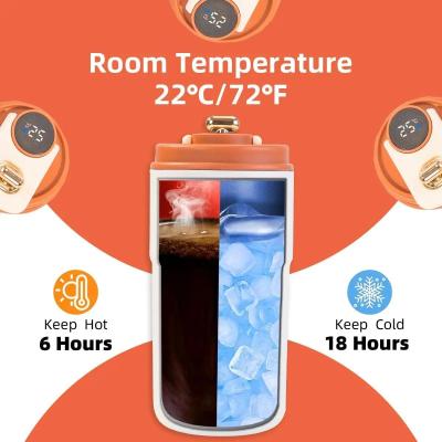China 450ml Smart Temperature Display Travel Mug with Stainless Steel Material and Lanyard for sale
