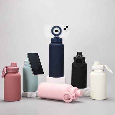 Cina Sport Isolato Acciaio inossidabile Bottiglia d'acqua con telefono cellulare Monte Stand Magnetico Portatore sostenibile in vendita