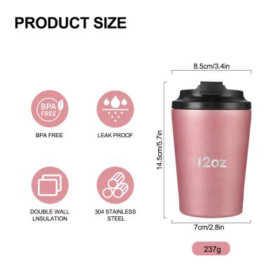 Cina 12 oz Viaggi Reutilizzabile Tazza di Caffè Tazza Isolata Termica Acciaio Inossidabile Tumbler superiore in vendita