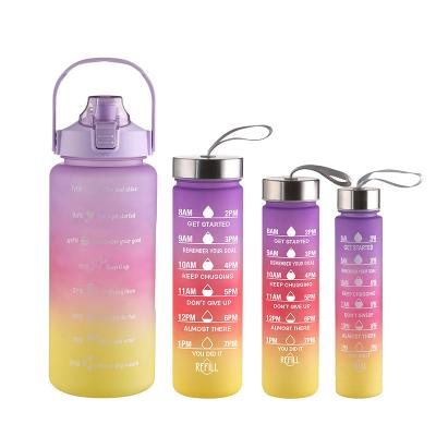 Cina Capo in PP di qualità alimentare 4 pcs Bottiglie di plastica per sport con paglia e adesivi per fitness in palestra in vendita