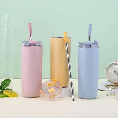 Κίνα 7.6*19.7CM φορητό καφέ κύπελλο από ανοξείδωτο χάλυβα με άχυρο και καπάκια χωρίς BPA προς πώληση