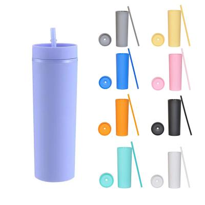 Cina 16 oz Capacità Custom Double Wall Tumblers con coperchio e paglia in plastica PP in vendita