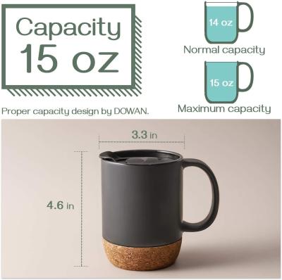China Large Coffee Mug with Handle Minimalist Style Insulated Cork Bottom Splash Proof Lid for sale