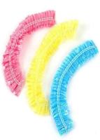 China Multi Size Polyethlene Disposable Plastic Hair Caps With Elastic Colored Strip for sale