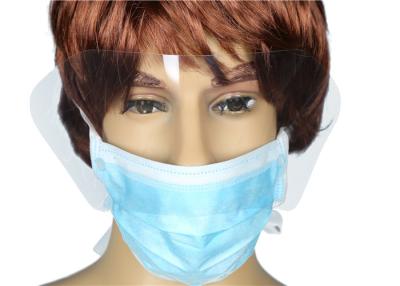 Cina Maschera medica eliminabile blu dell'ospedale con lo schermo repellente fluido di plastica in vendita