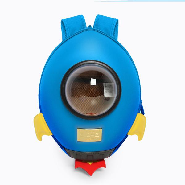 Quality Supercute 3D Cartoon Backpack Customized Rocket Shape Small Kids Backpack for sale