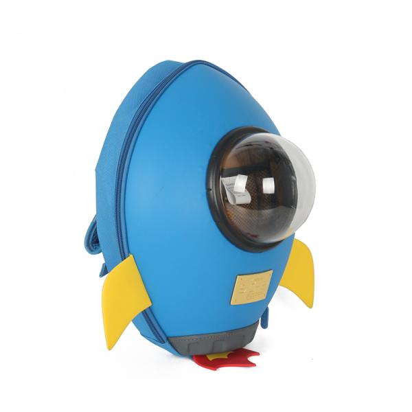 Quality Supercute 3D Cartoon Backpack Customized Rocket Shape Small Kids Backpack for sale