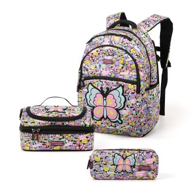 China Supercute 3 In 1 OEM School Backpack Set Lunch Bag Pencil Bag For Kids for sale