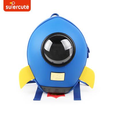 China Supercute 3D Cartoon Backpack Customized Kids School Bag Rocket Shape Backpack for sale
