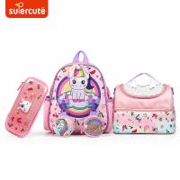Quality Supercute Personalised Backpack Wholesale 3 In 1 Backpack Set Lunch Bag Pencil for sale