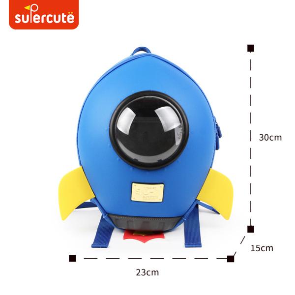 Quality Supercute 3D Cartoon Backpack Customized Rocket Shape Small Kids Backpack for sale