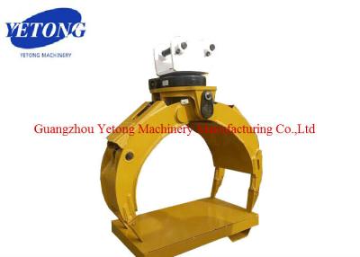 China Yellow Excavator Timber Grab With Swing Bearing For Loading / Unloading for sale