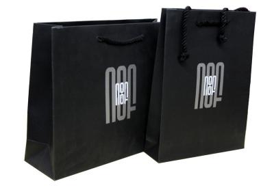 China Embossed Logo NOOF Paper Carrier Bag Twist Rope Handle 190gsm for sale