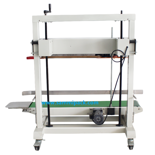 FR-1100V Electric Vertical Continuous Band Sealing Machine for Food/Beverage Plastic Bags Foil Film Pouch Packaging Machine