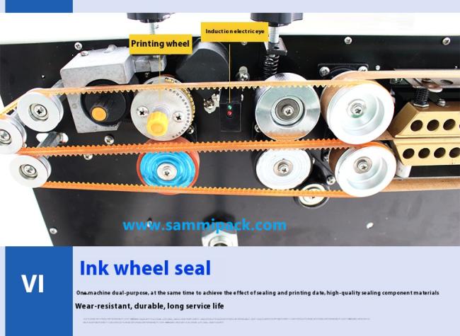FR-1100V Electric Vertical Continuous Band Sealing Machine for Food/Beverage Plastic Bags Foil Film Pouch Packaging Machine