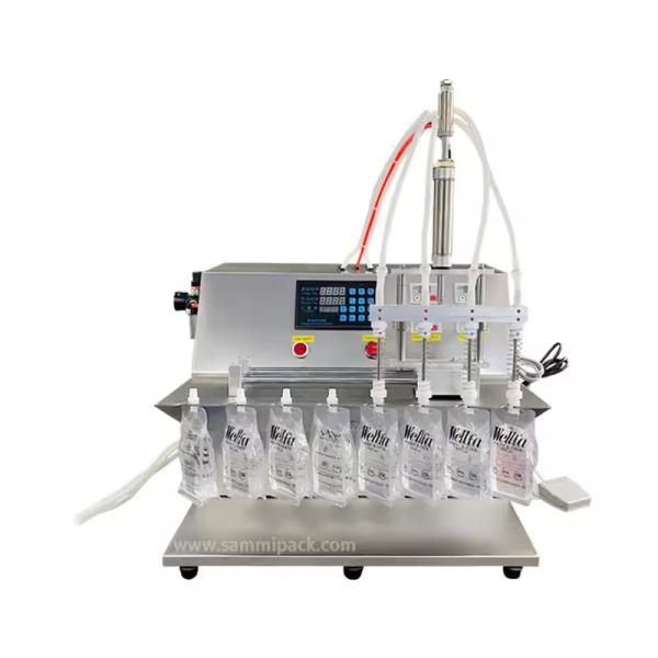 Quality 220V Double Nozzles Liquid Water Spout Pouch Bag Filling Machine With Stand Up for sale