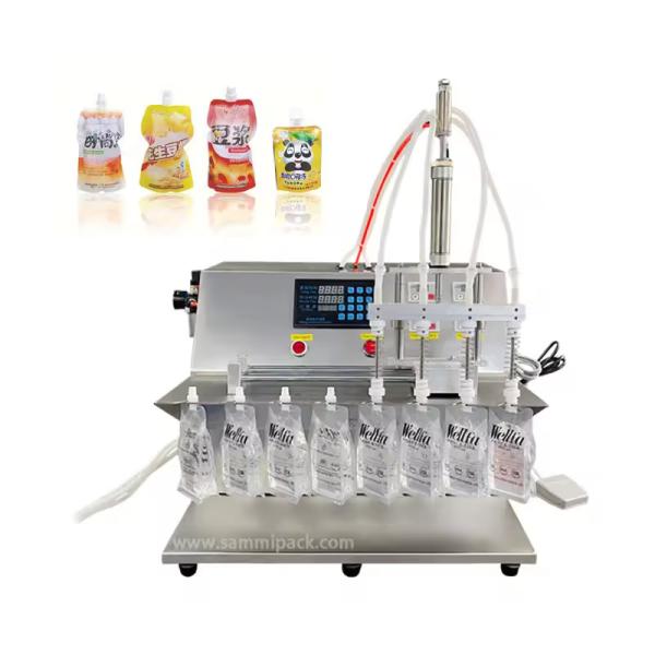Quality 220V Double Nozzles Liquid Water Spout Pouch Bag Filling Machine With Stand Up Nozzle Bag Semi Automatic Filler And Sealer for sale