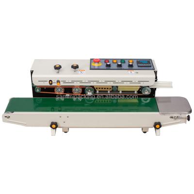 China Semi-Automatic Horizontal Bag Sealing Machine Electric Manual Driven Heat Sealing for Cartons Foil Includes Batch Date Printing for sale