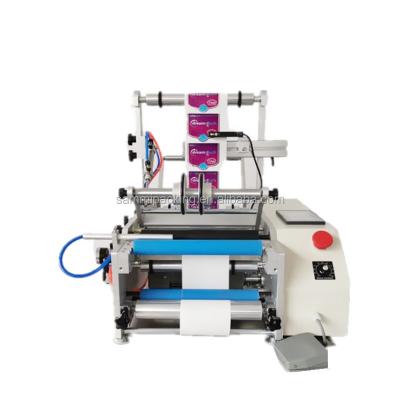 China Semi Auto Labeling Machine Double Sided Round Bottle Adhesive Sticker Labeler Plastic Glass Jars Two Sides Labeling Machine for sale