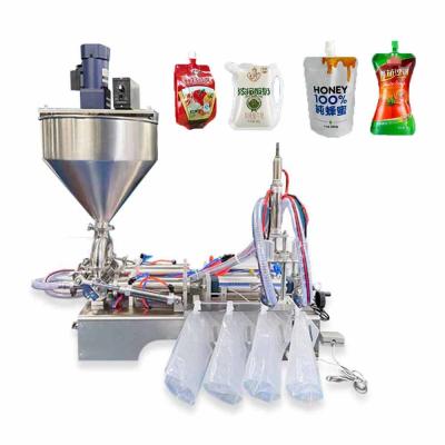 Cina Macchina riempitrice per paste ad alta viscosità con tramoggia, macchina confezionatrice per sacchetti con beccuccio per unguenti e salsa di pomodoro in vendita