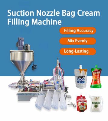 Cina Macchina riempitrice per paste ad alta viscosità con tramoggia, macchina confezionatrice per sacchetti con beccuccio per unguenti e salsa di pomodoro in vendita