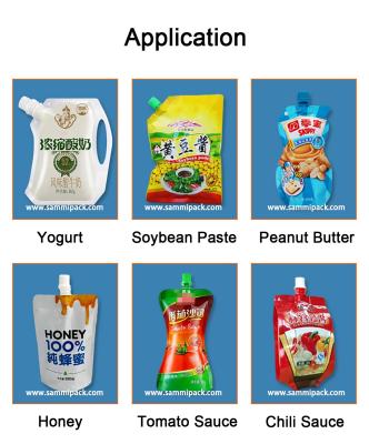 Cina Macchina riempitrice per paste ad alta viscosità con tramoggia, macchina confezionatrice per sacchetti con beccuccio per unguenti e salsa di pomodoro in vendita