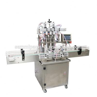 China 4 Nozzles Automatic Straight Line High Speed Piston Type Inline Overflow 1-5L Wine Liquid Bottled Water Filling Machine for sale
