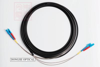 China 2F blue armored fiber patch cord, LC-LC connector, rodent-resistant optical cable, LSZH, PVC, outer jacket, Spiral tube, for sale